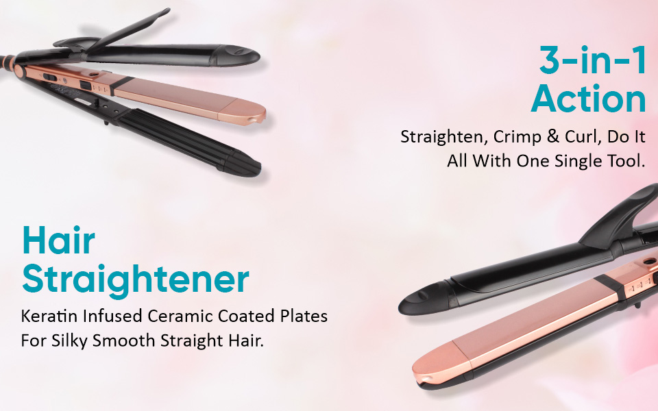 Buy Vega 3-In-1 Keratin Straightener Curler And Crimper Hair Styler ...