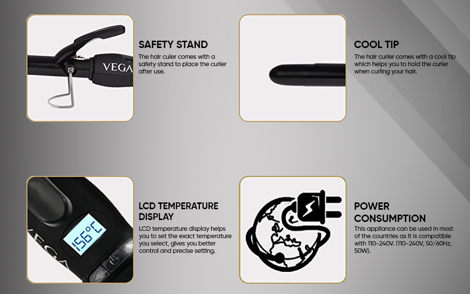 Buy Vega Long Curl Barrel Hair Curler With Adjustable Temperature VHCH ...