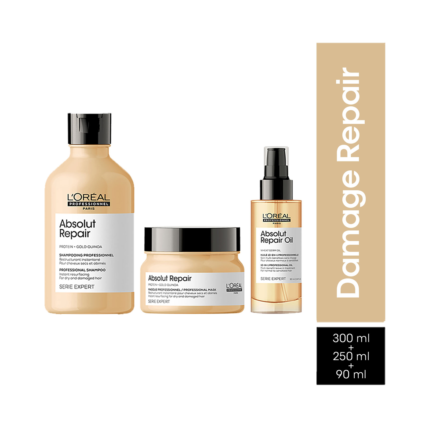 L'Oréal Professionnel Repair Shampoo 300ml, Hair Mask (250g) & Hair ...