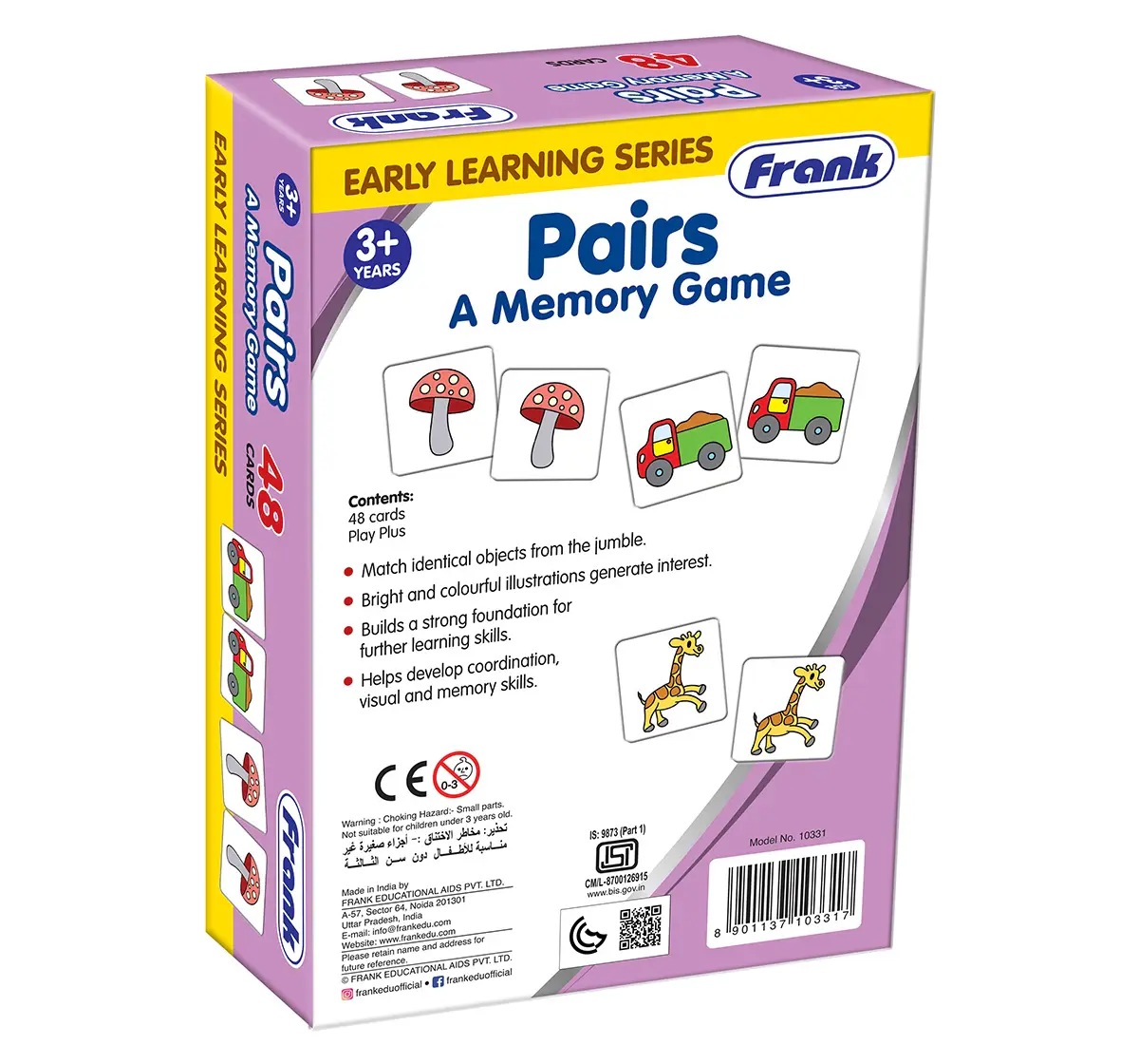 Buy Frank Pairs, Early Learning Memory Game, 3Y+ Online | Hamleys India