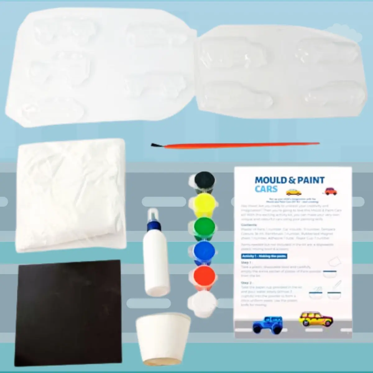 Toykraftt Fridge Magnet Making Kit Mould and Paint Cars Multicolour, 5Y+