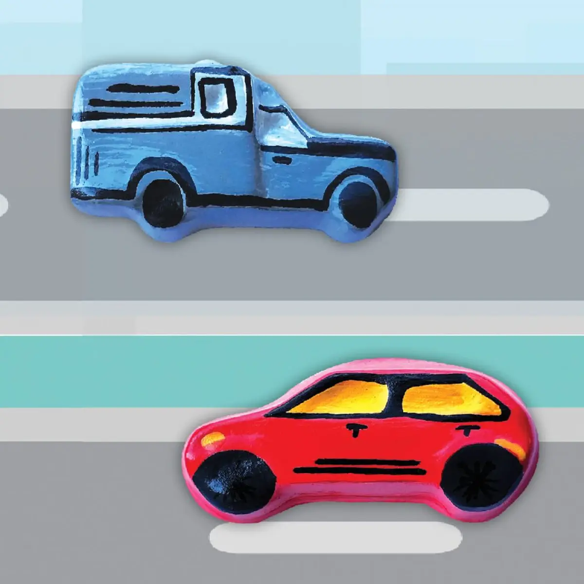 Toykraftt Fridge Magnet Making Kit Mould and Paint Cars Multicolour, 5Y+