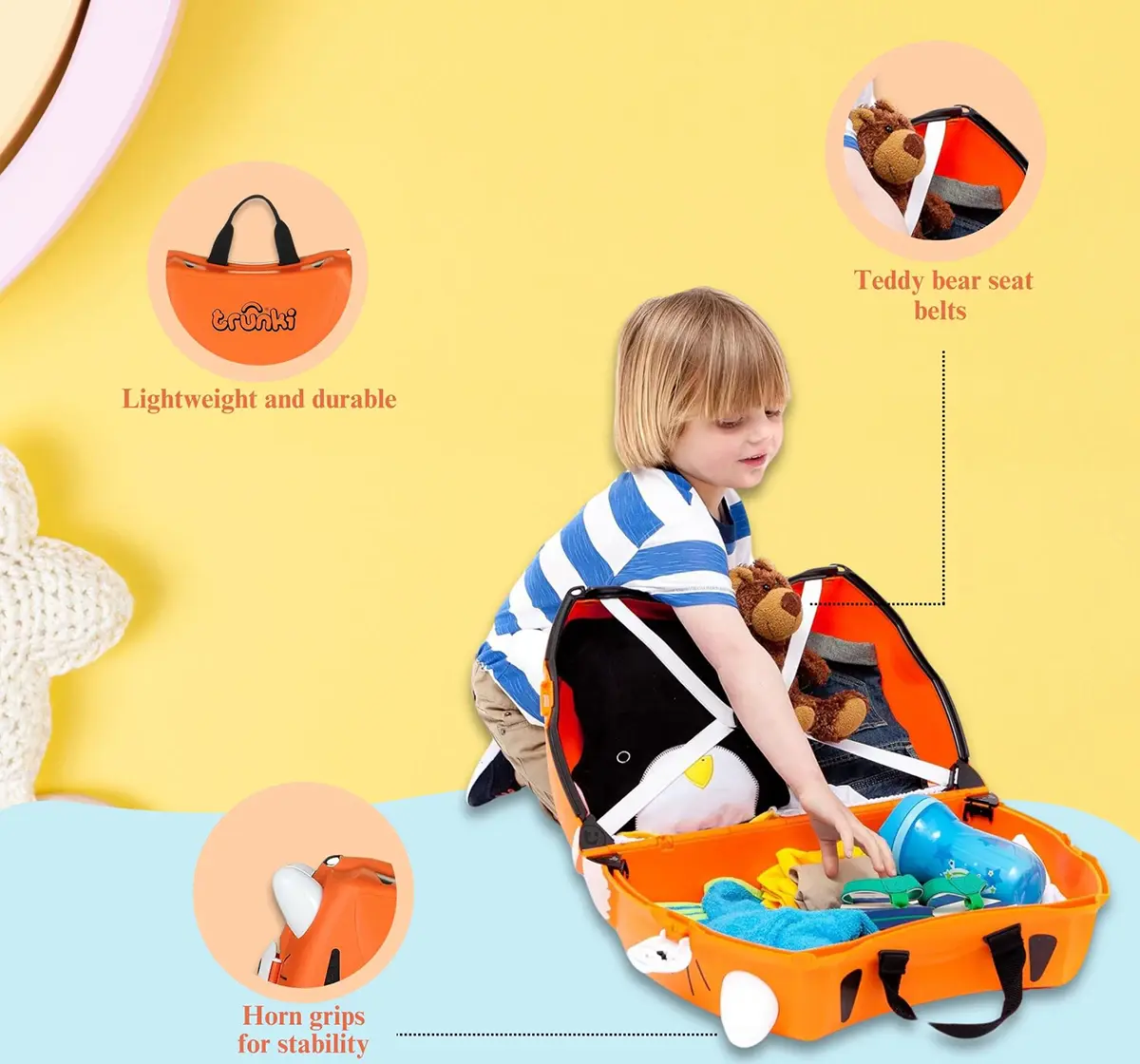 Buy Trunki Tipu (Orange) Ride-On Suitcase, Carry-On Luggage for Kids ...