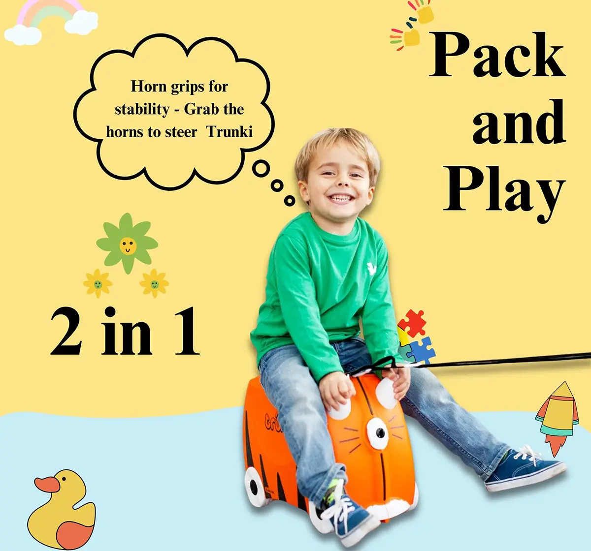 Buy Trunki Tipu (Orange) Ride-On Suitcase, Carry-On Luggage for Kids ...