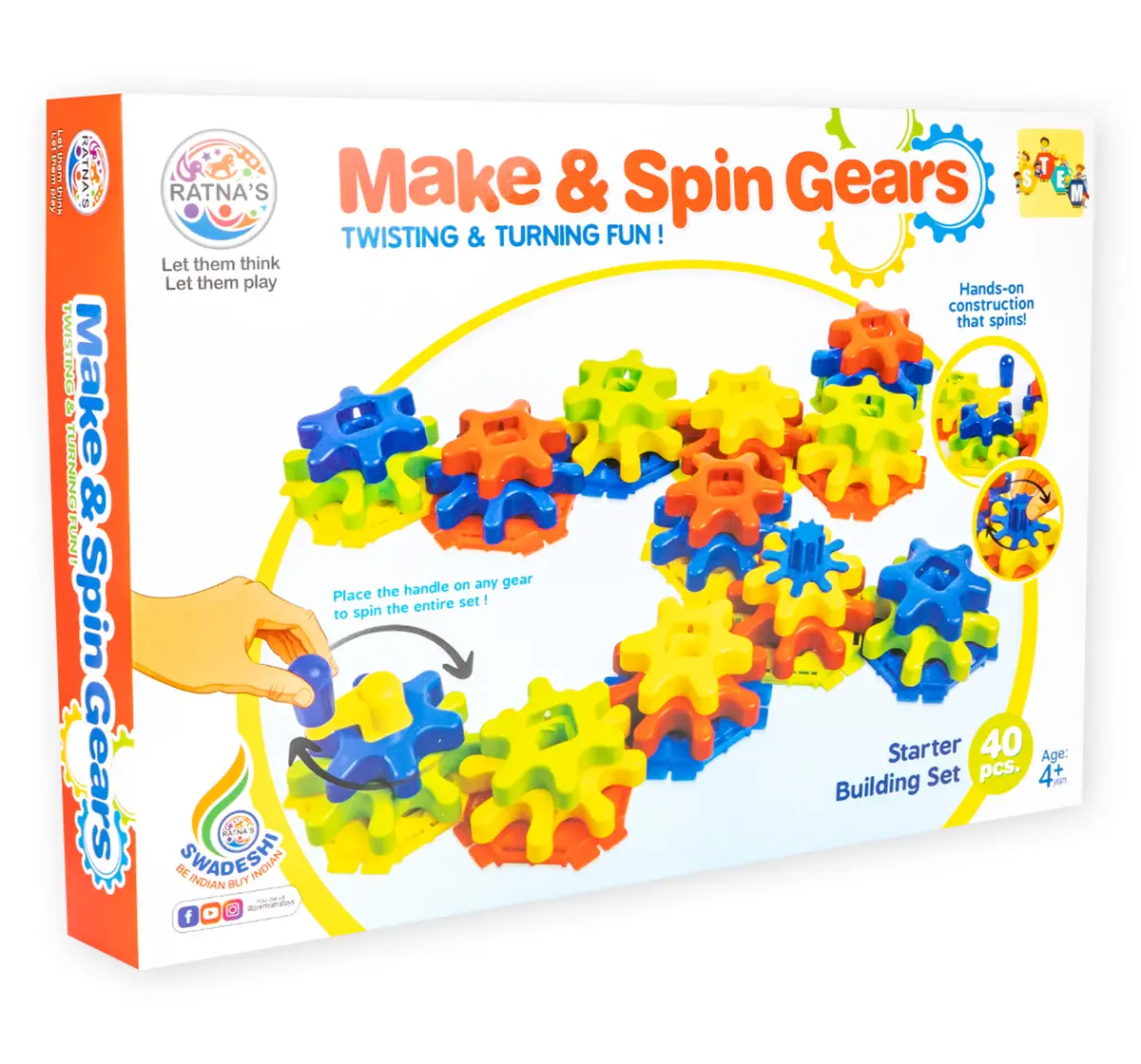 Buy Ratna's Make & Spin Gears, Activity Game, Multicolour, 3Y+ Online ...