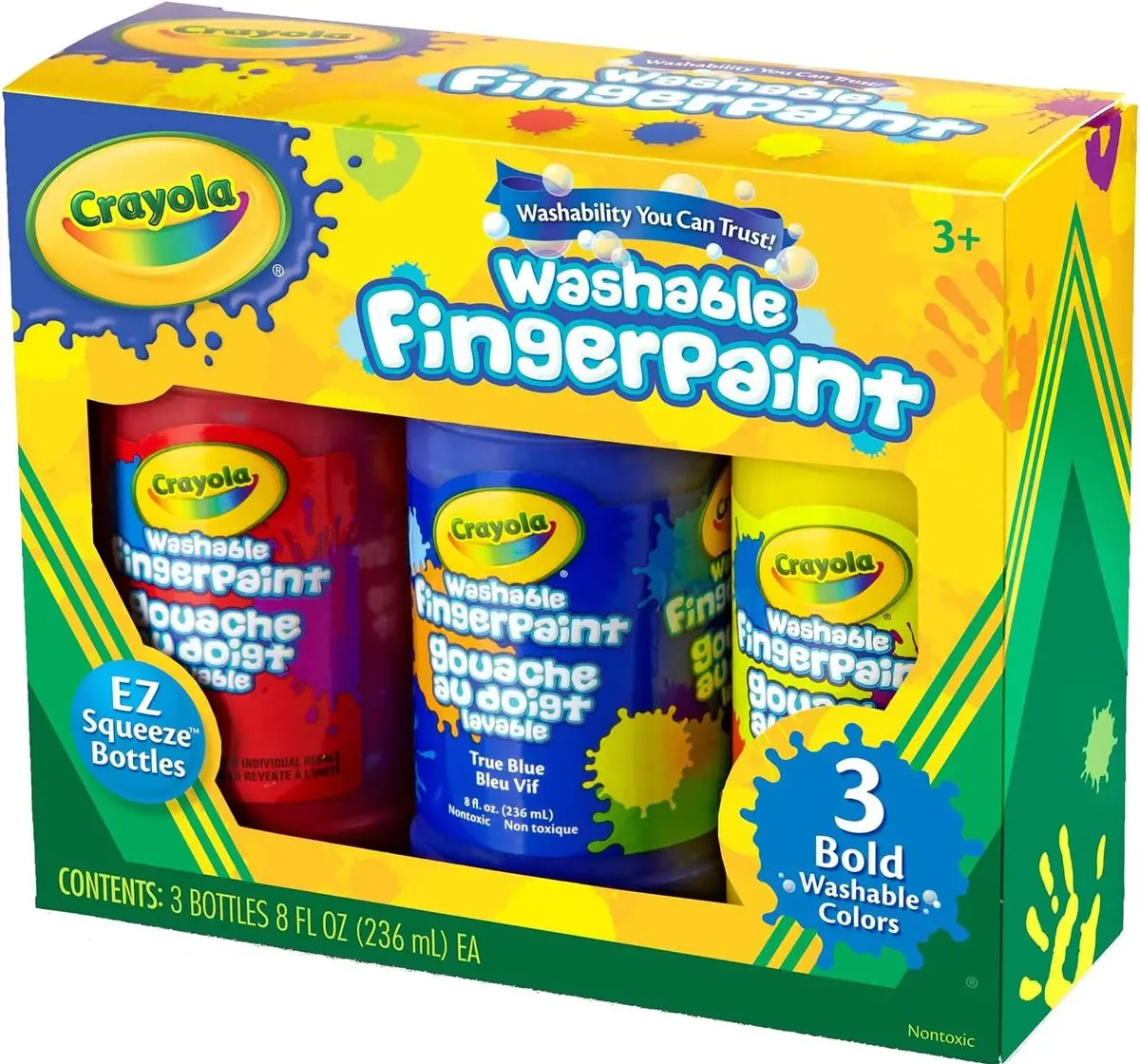 Buy Crayola Washable Bold Finger-paint, Primary Colors, 3 Pieces, 3Y ...