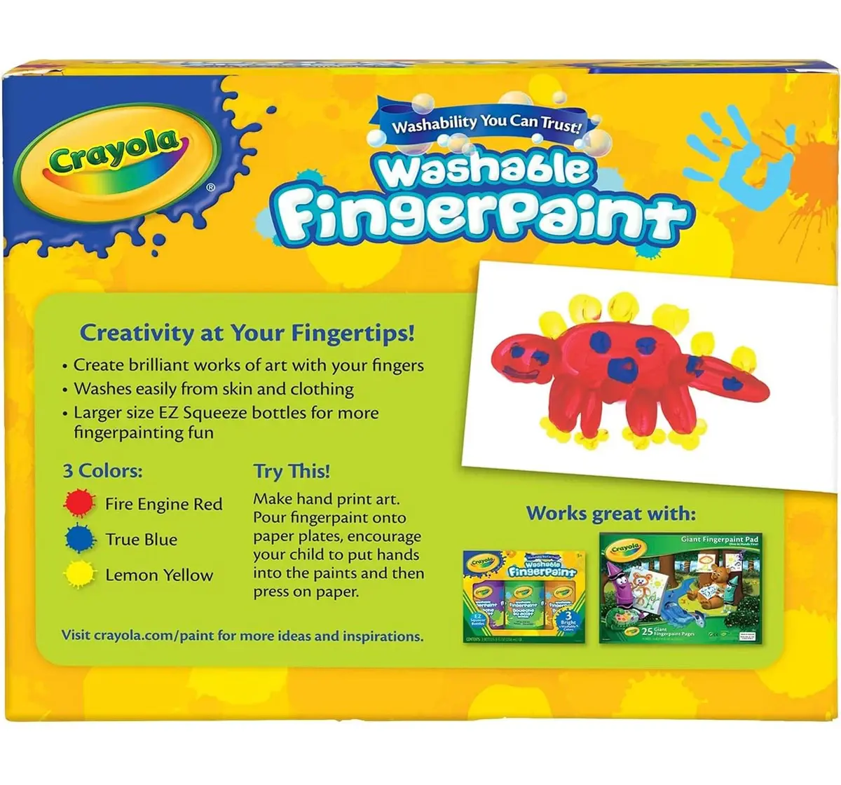 Buy Crayola Washable Bold Finger-paint, Primary Colors, 3 Pieces, 3Y ...