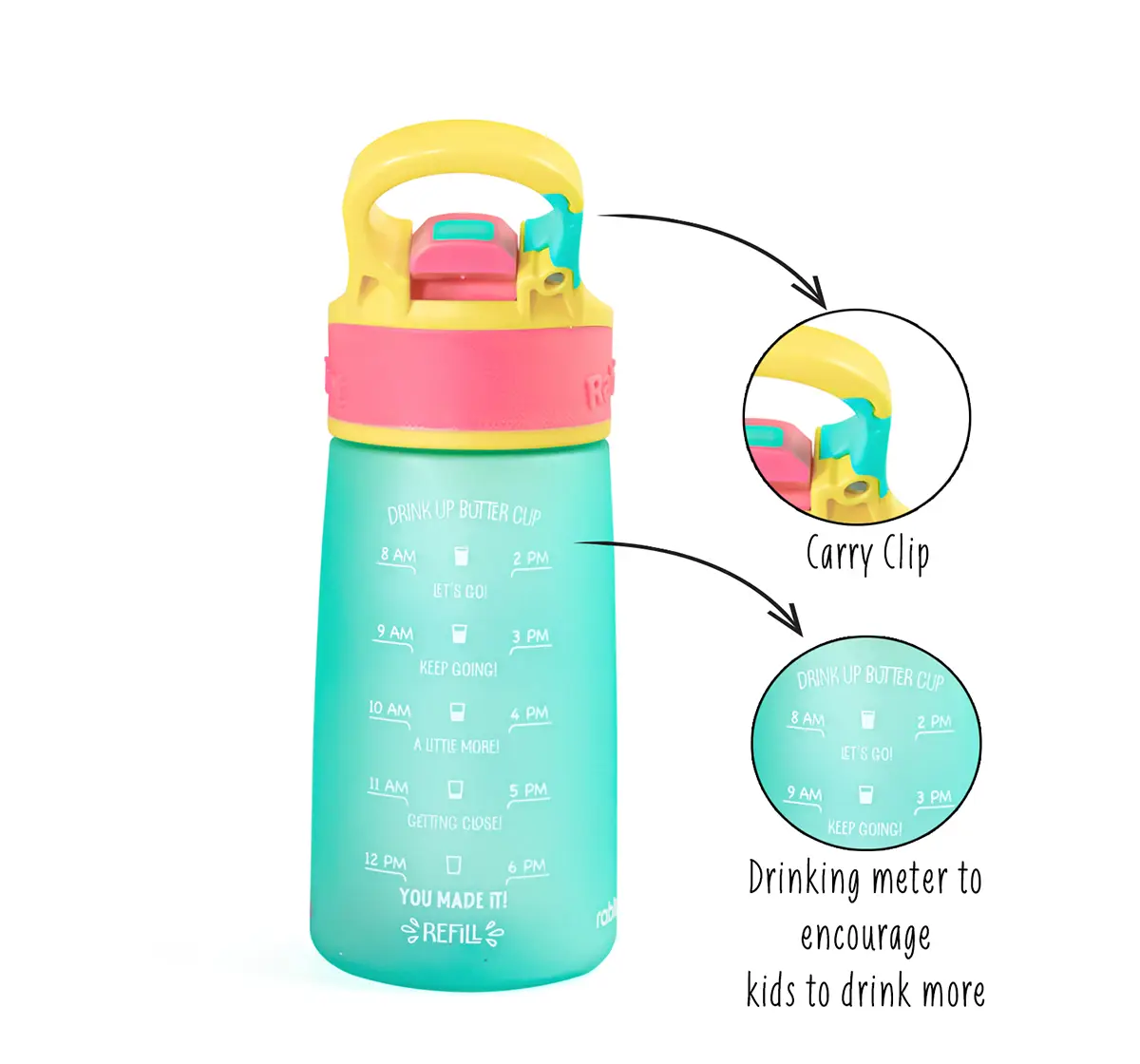 Rabitat Snap Lock Sipper Bottle Chatter Box 410 ml For Kids of Age 3Y ...