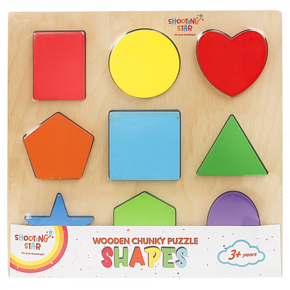Shooting Star Wooden Chunky Shapes Puzzle 3Y Multicolour