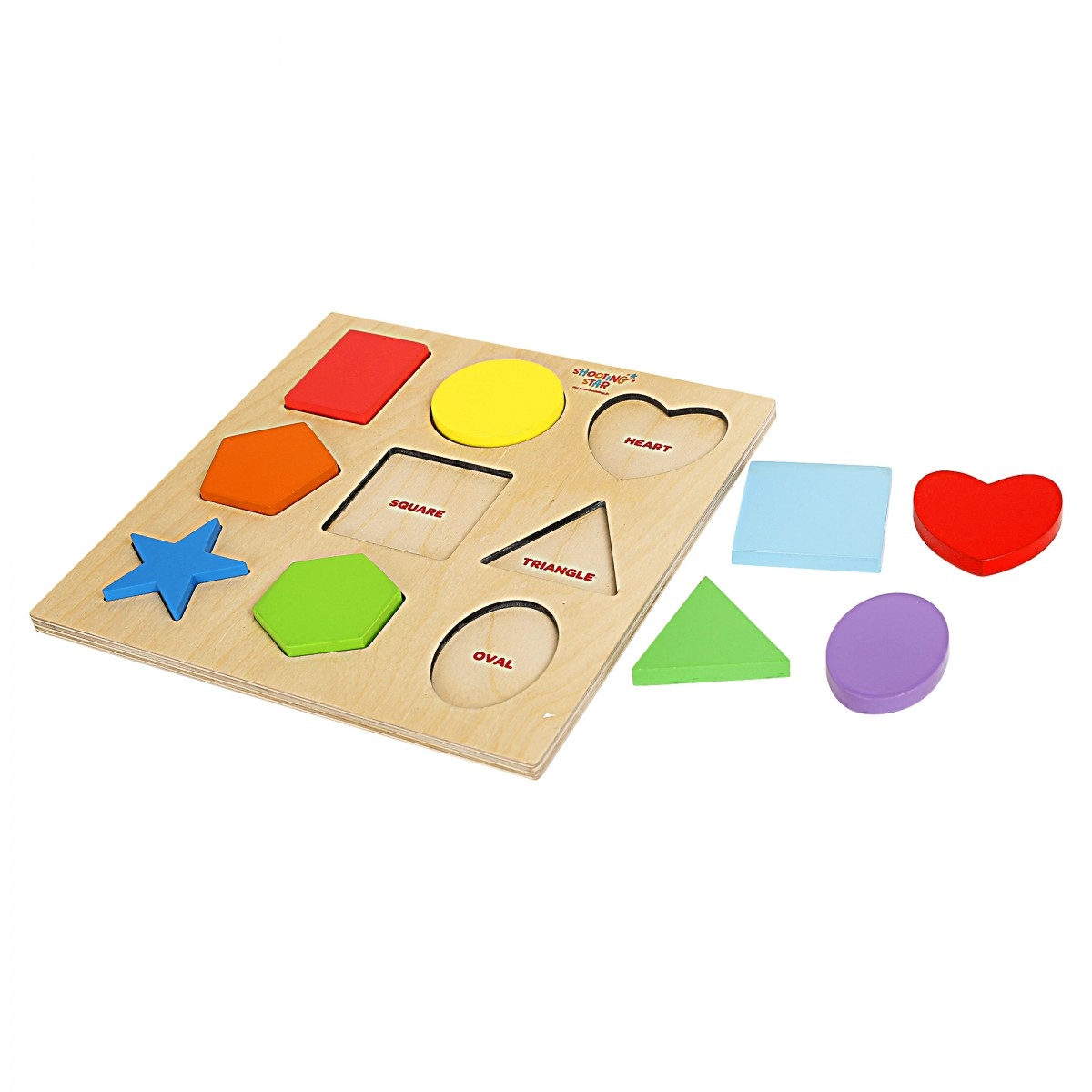 Shooting Star Wooden Chunky Shapes Puzzle 3Y Multicolour