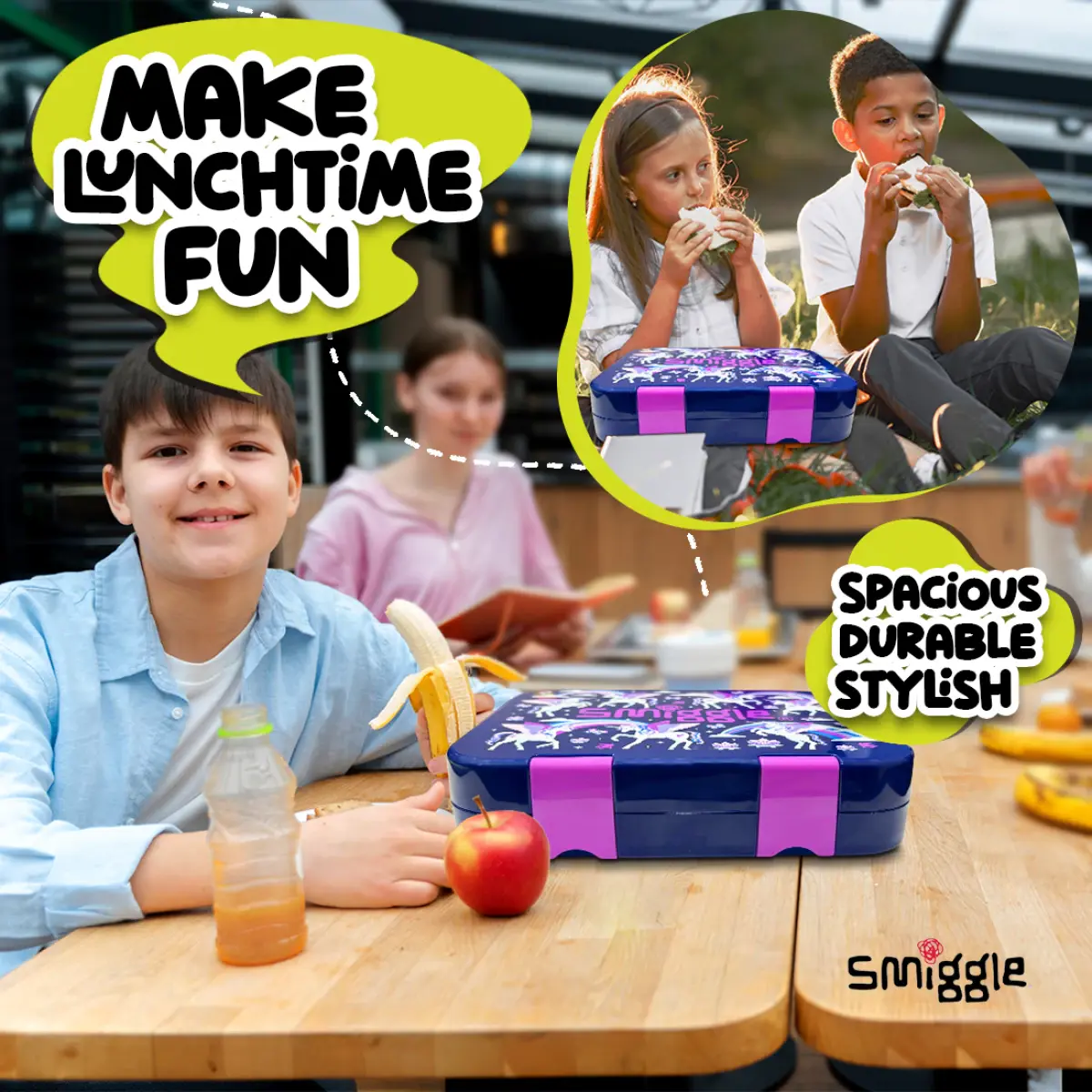 Buy Smiggle Away Bento Lunch Box for Kids with Removable Inner Tray ...