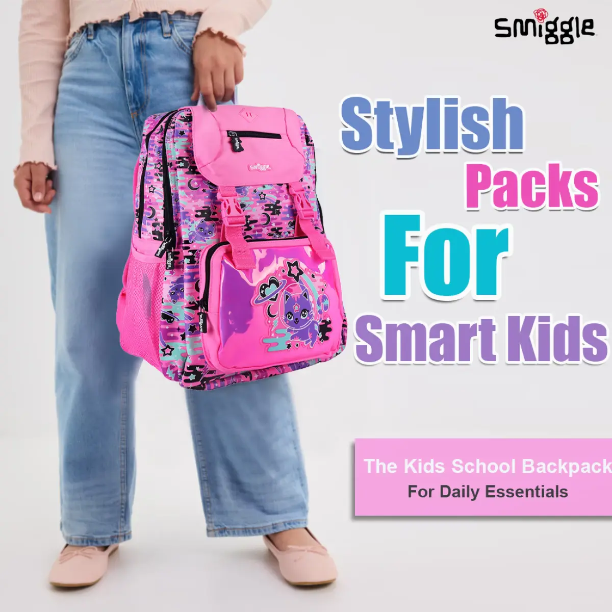 Buy Smiggle Away Foldover Backpack for Kids, Stylish Bag with 4 Zipped ...