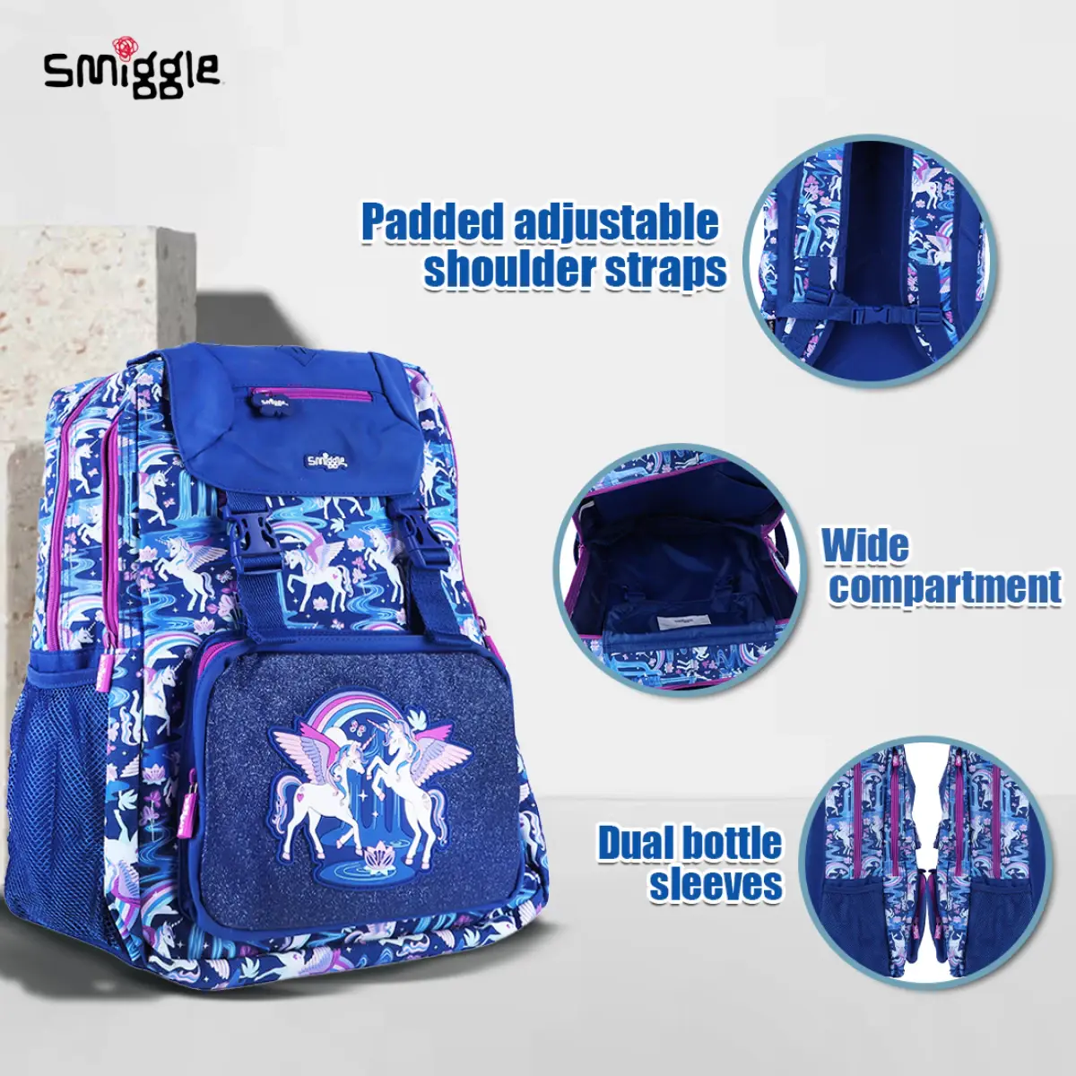 Buy Smiggle Away Foldover Backpack for Kids, Stylish Bag with 4 Zipped ...