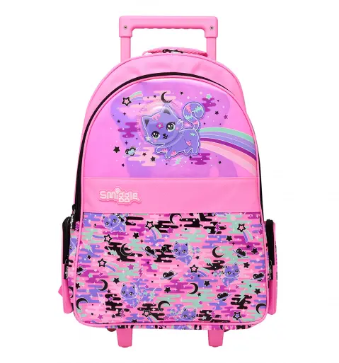 Smiggle Away Trolley Backpack with Light Up Wheels Pink, 3Y+