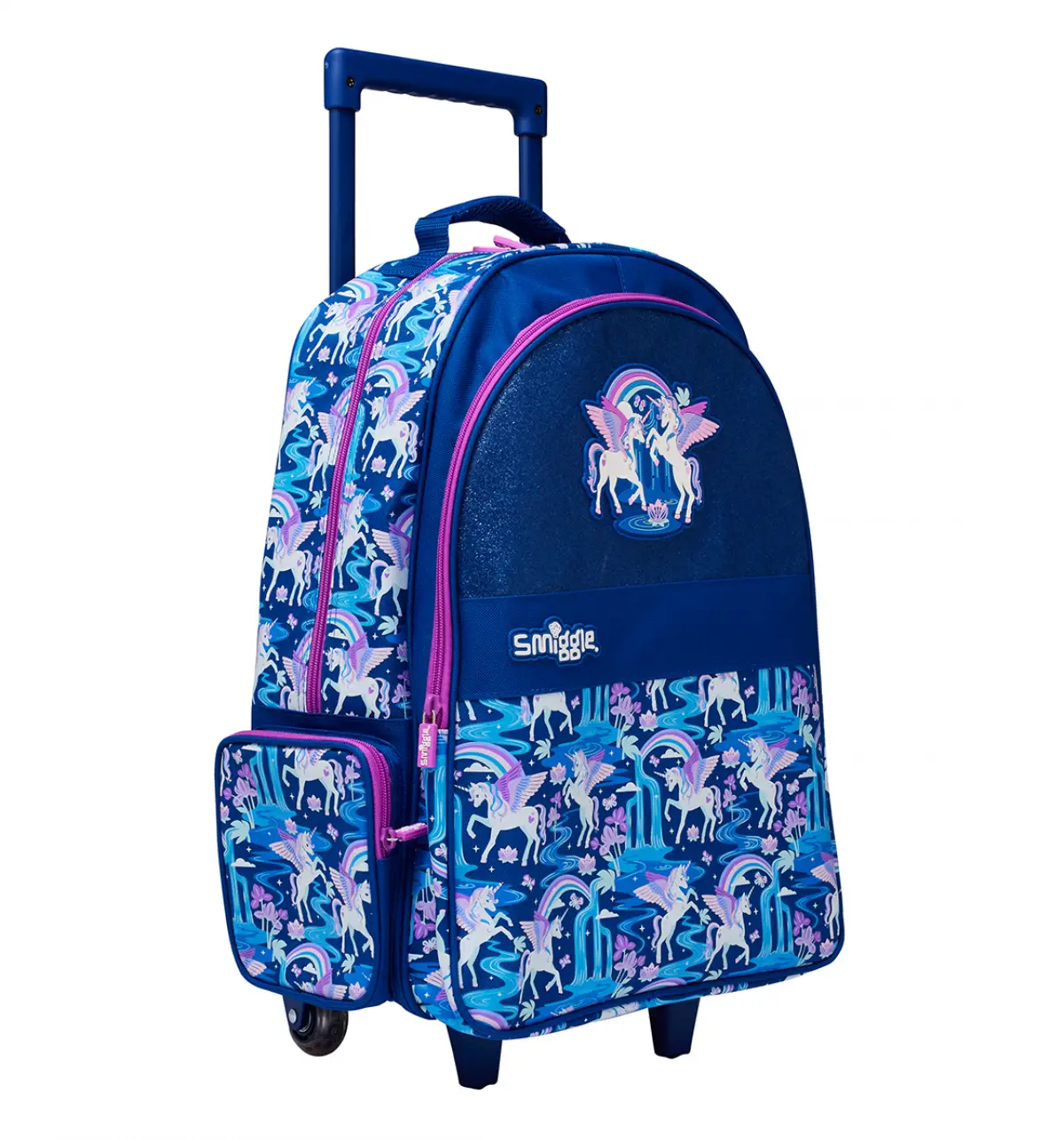 Smiggle Away Trolley Backpack with Light Up Wheels Navy, 3Y+