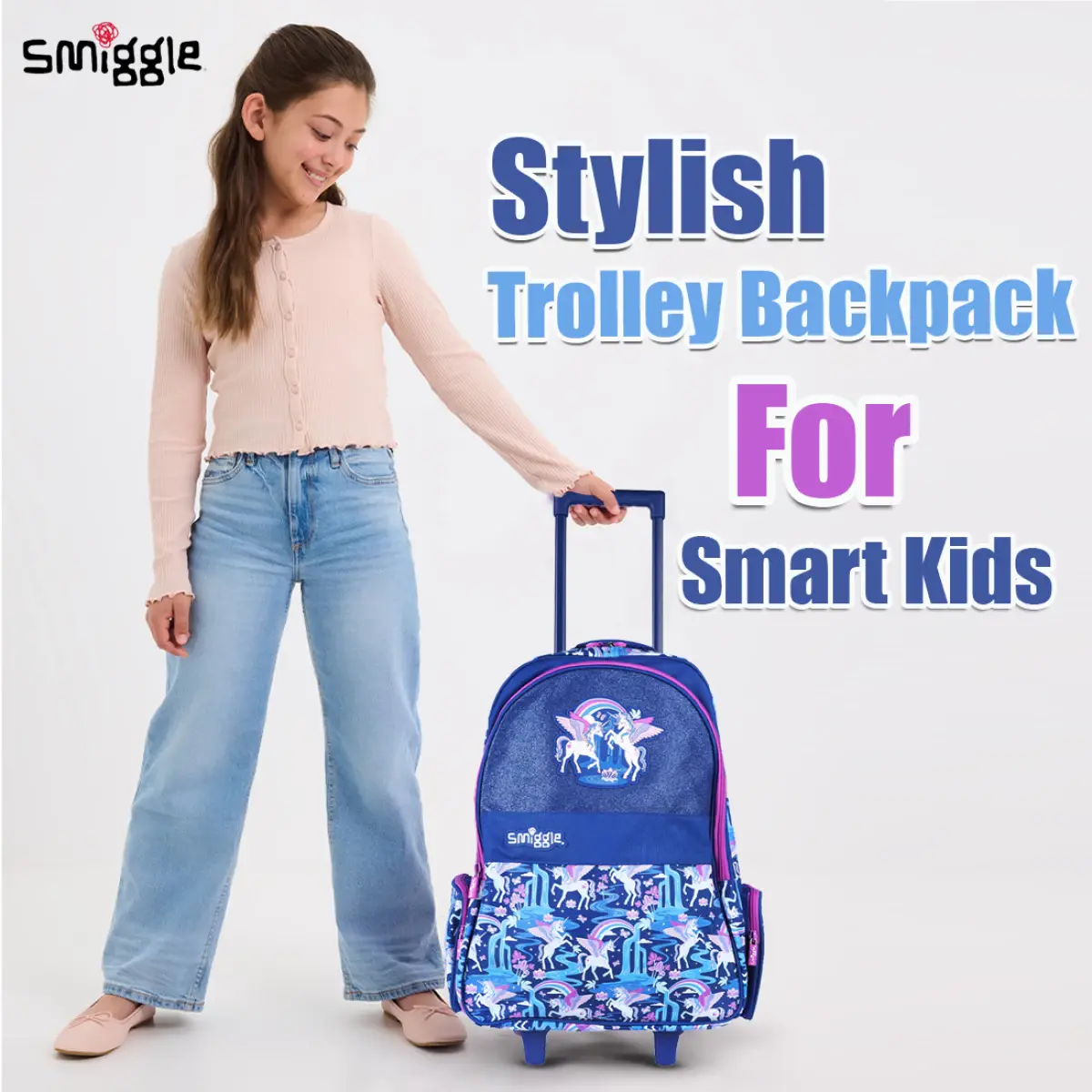 Buy Smiggle Kids Backpack Trolley with Motion Activated Light Up Wheels ...