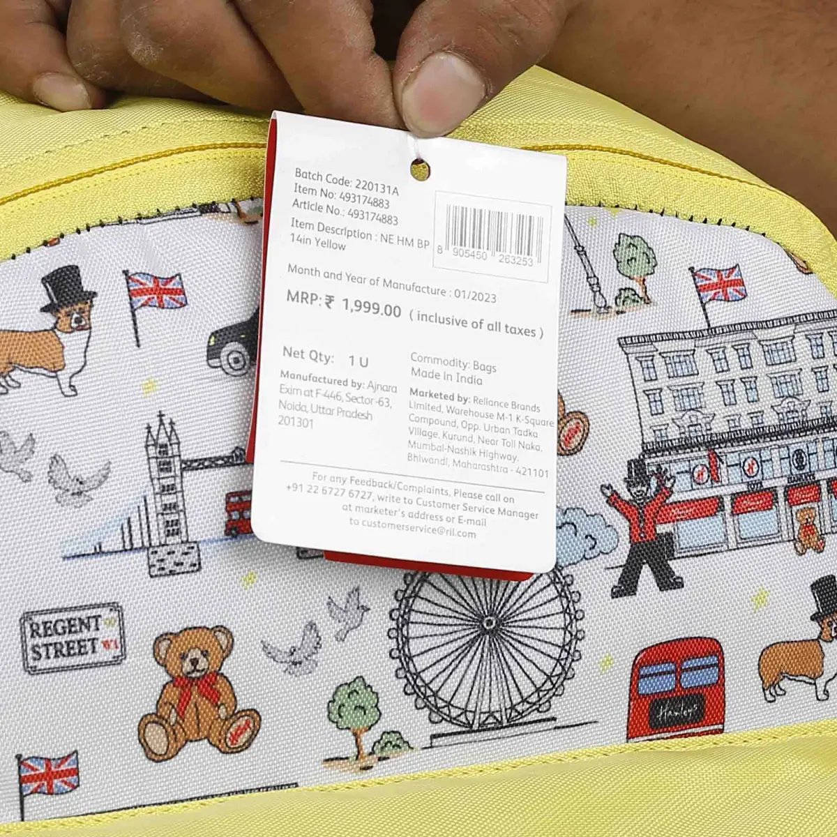 Hamleys School Bag Pack for Kids 14Inches Yellow 12Y