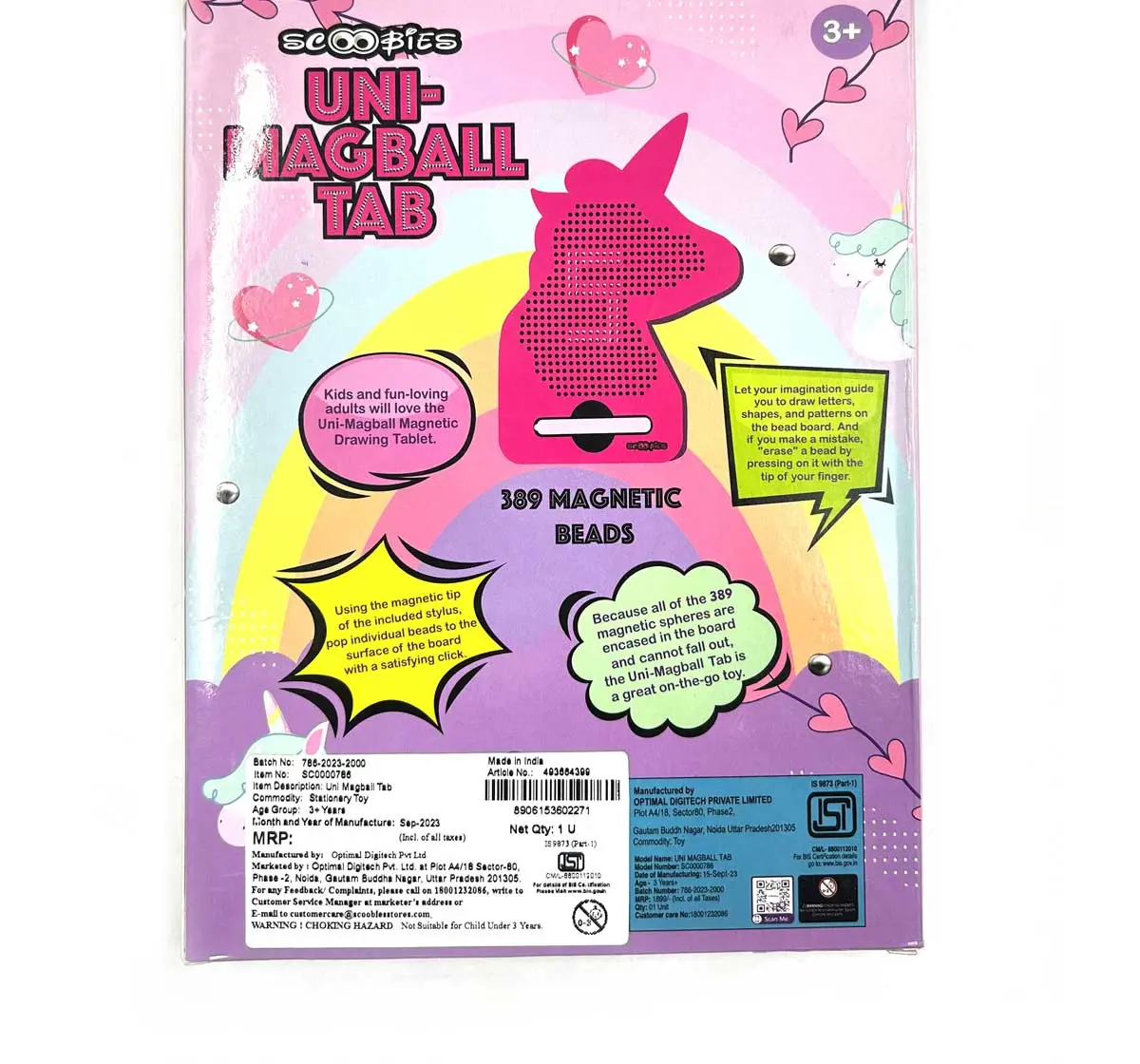 Buy Scoobies Magnetic Magball Tab Portable Mess Free Doodling Learning ...