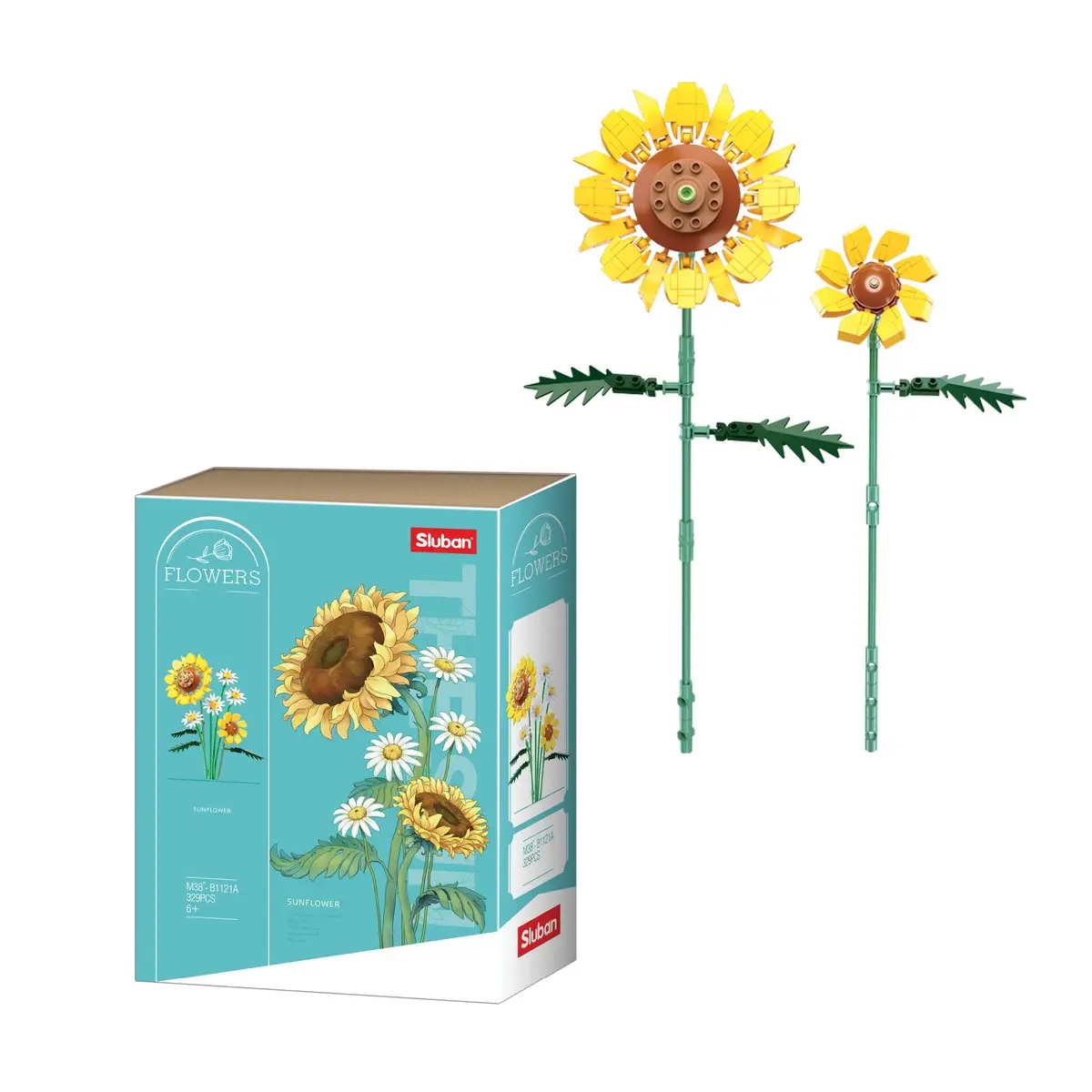 Playzu Building Block Toy Sunflower Yellow & Green, 10Y+