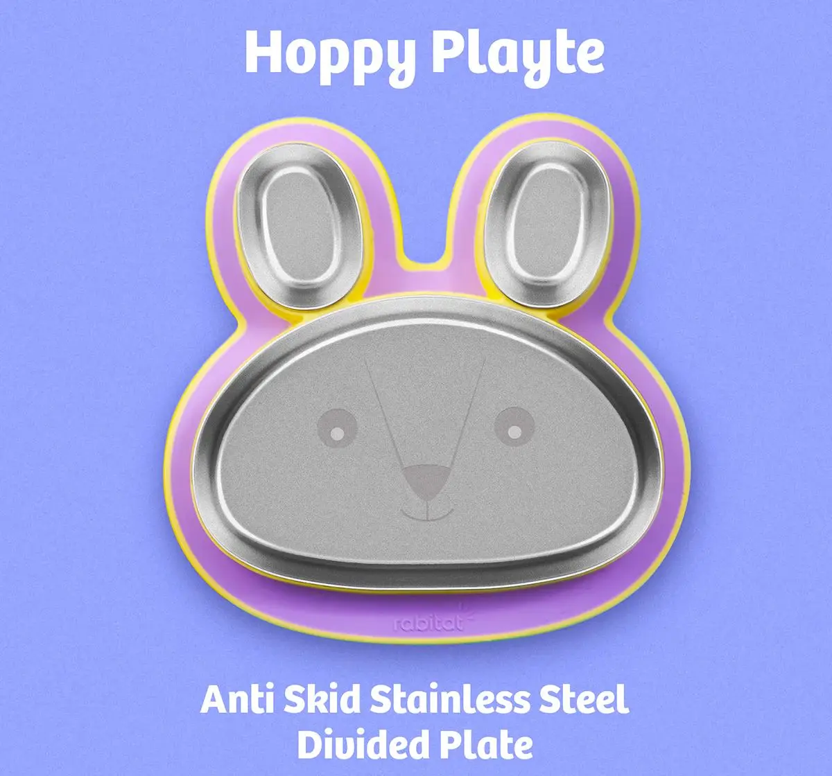 Buy Rabitat Hoppy Playte Anti Skid Stainless Steel Divided Plate, 6M ...