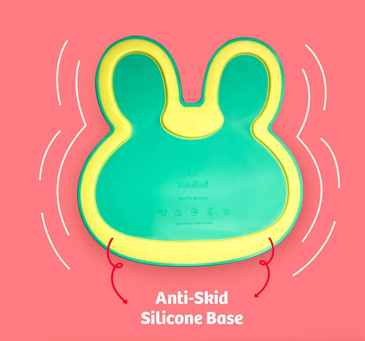 Buy Rabitat Hoppy Playte Anti Skid Stainless Steel Divided Plate, 6M ...