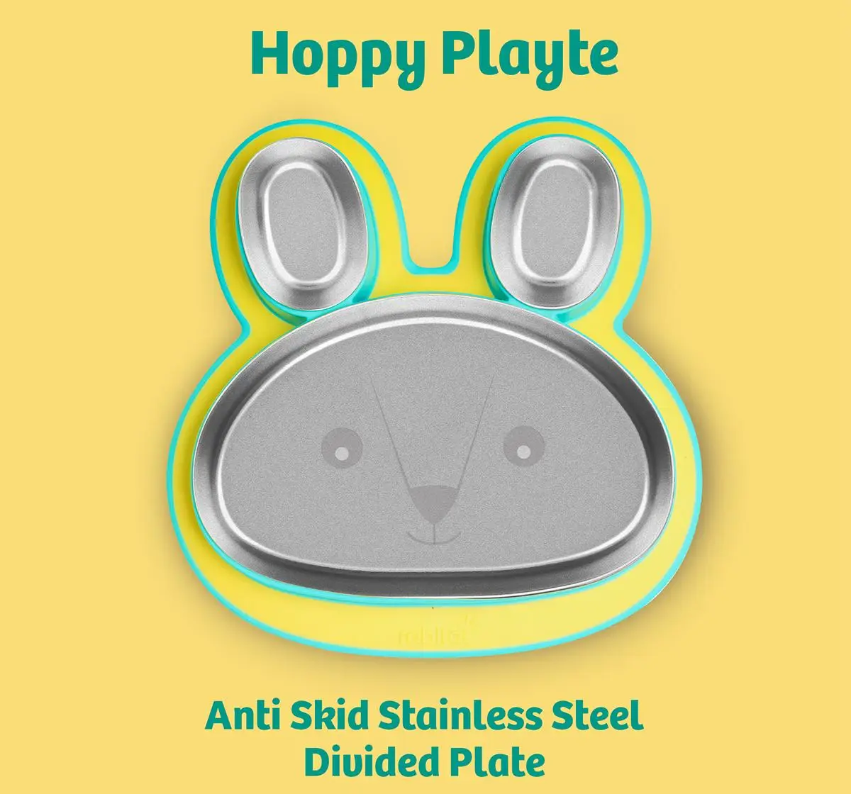 Buy Rabitat Hoppy Playte Anti Skid Stainless Steel Divided Plate, 6M ...