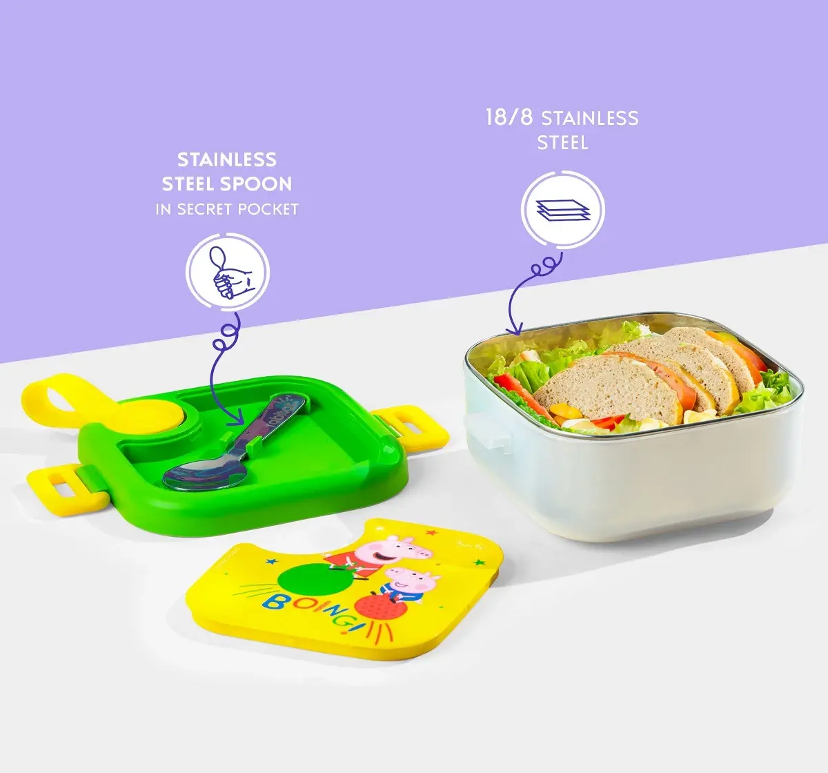 Buy Rabitat Peppa Lunchmate Mini - Hop On, Lunchbox for kids, 3Y ...