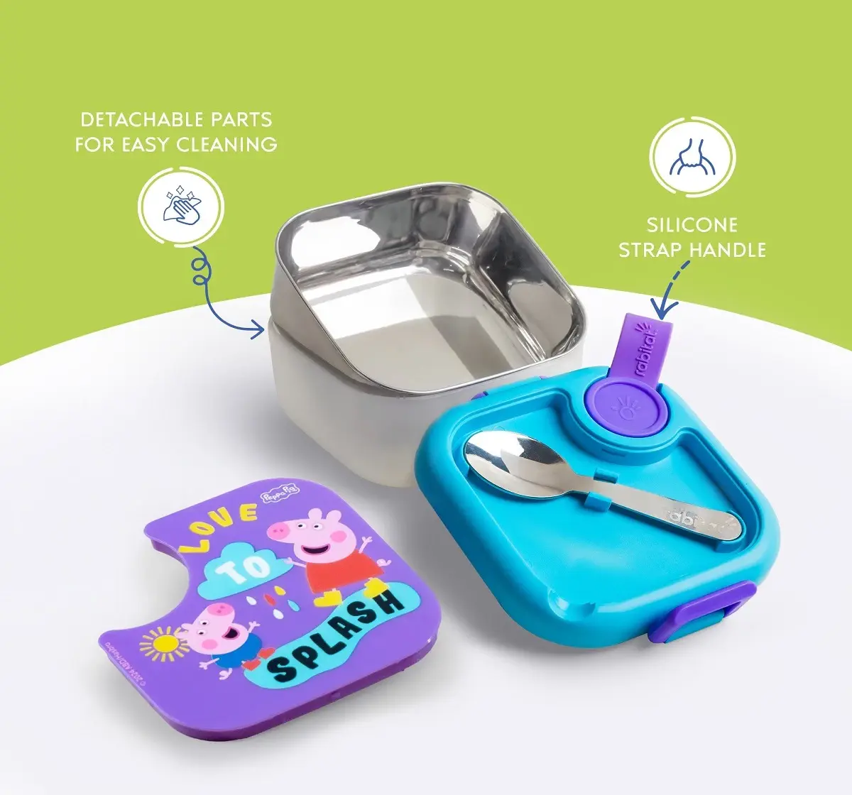 Buy Rabitat Peppa Lunchmate Mini - Go Green, Lunchbox for kids, 3Y ...