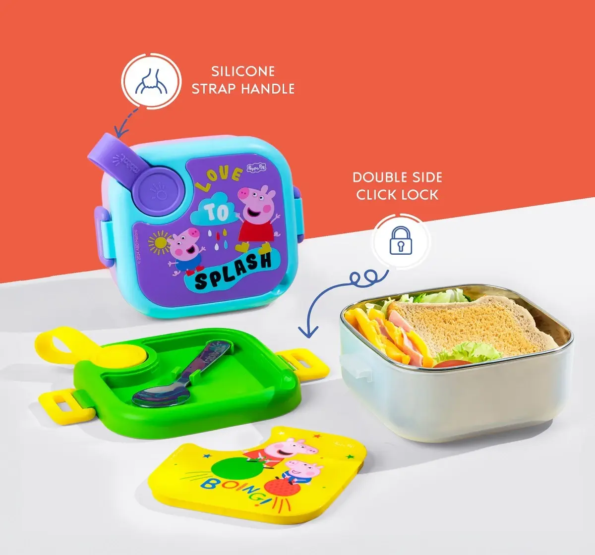 Buy Rabitat Peppa Lunchmate Mini - Rainy Day, Lunchbox for kids, 3Y ...
