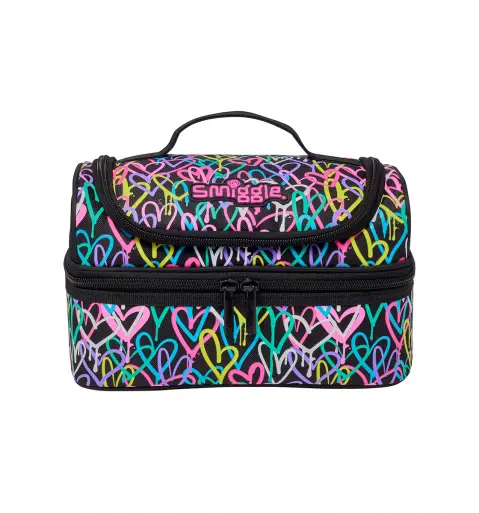 Smiggle I Heart Smiggle Double Decker Lunchbox Black, 3Y+