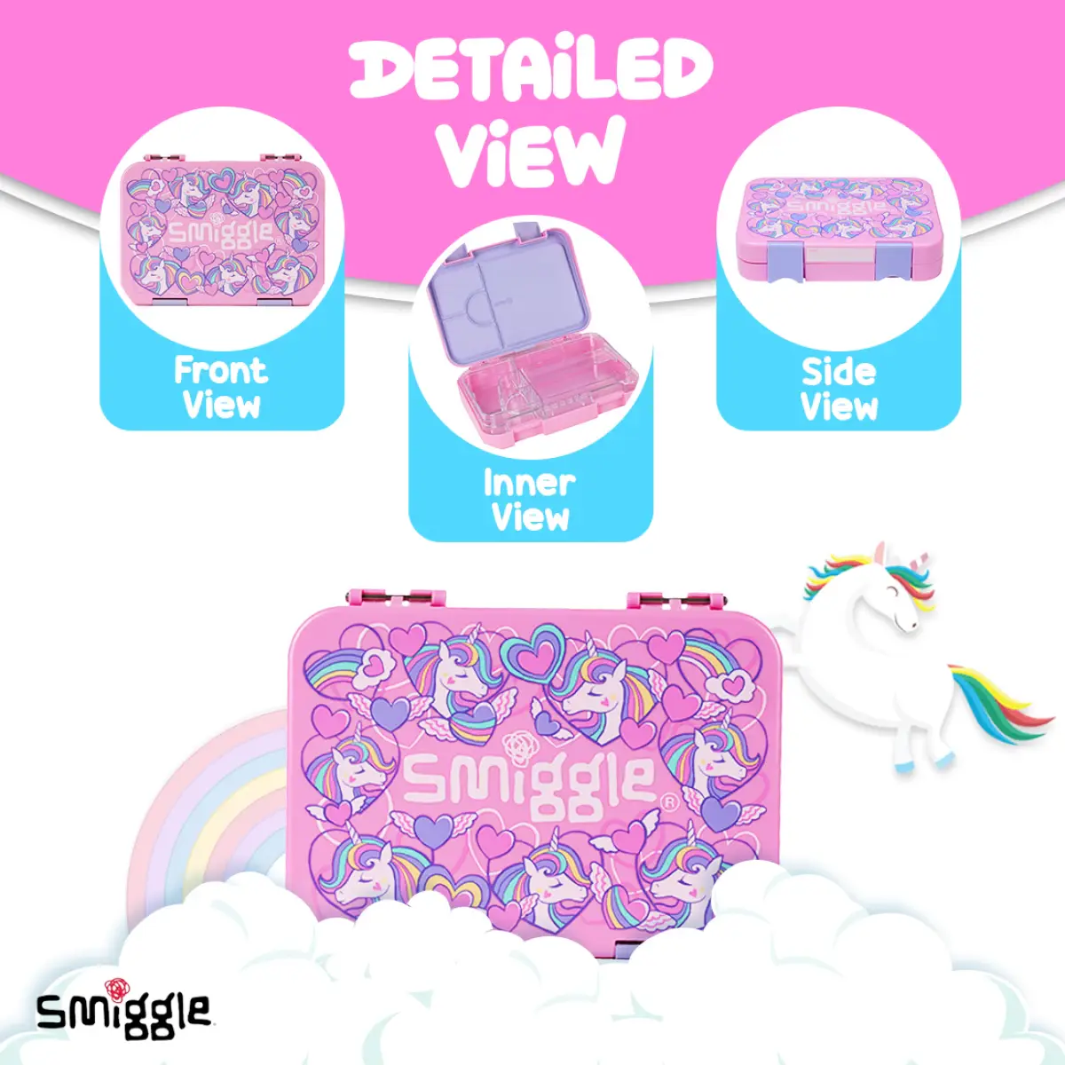 Buy Smiggle Fly Hi Bento Lunch Box for Kids with Removable Inner Tray ...
