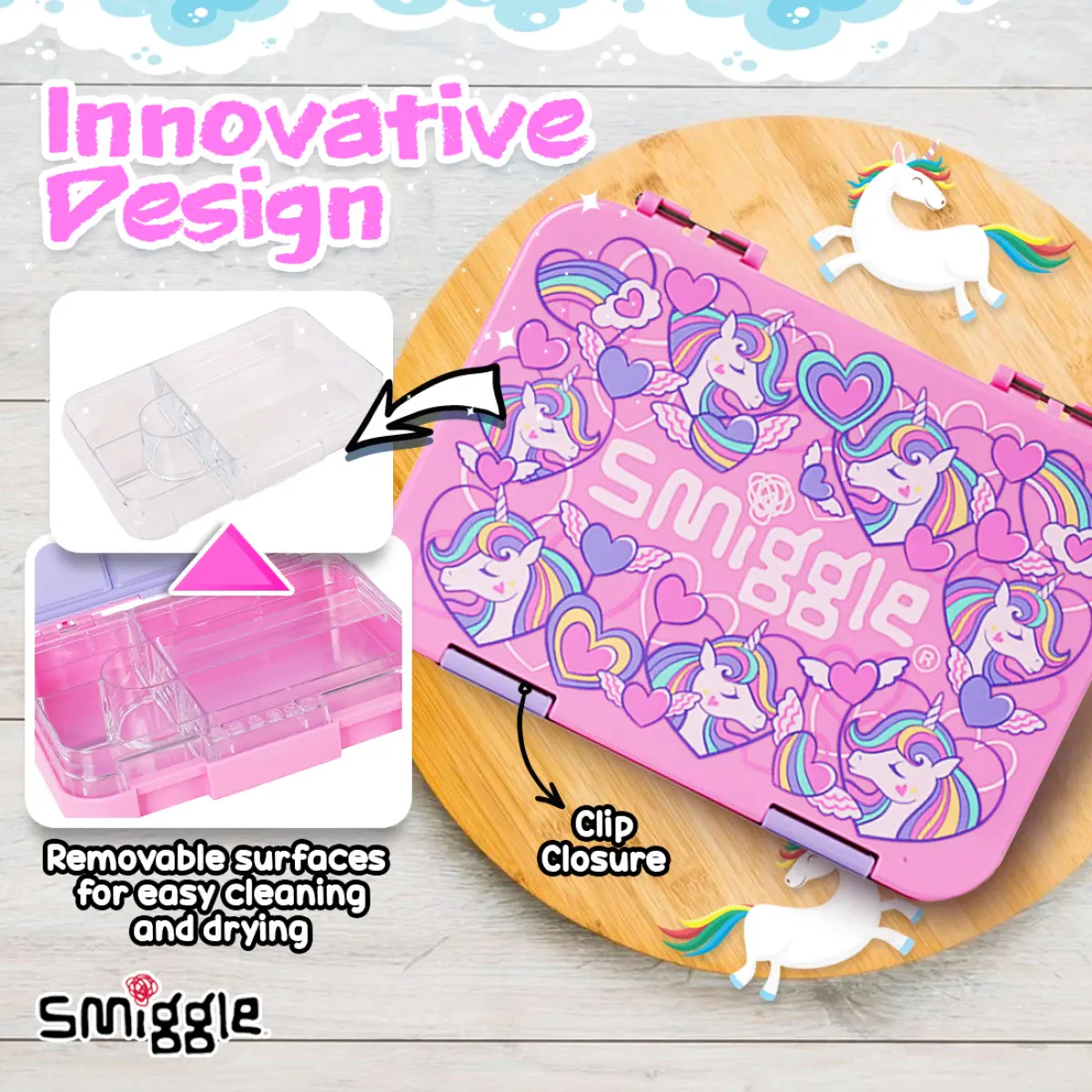 Buy Smiggle Fly Hi Bento Lunch Box for Kids with Removable Inner Tray ...