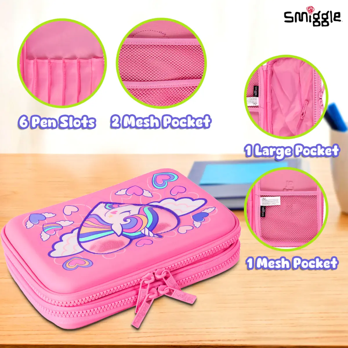 Buy Smiggle Unicorn Pencil Case Pouch Bag with Mesh Compartments ...