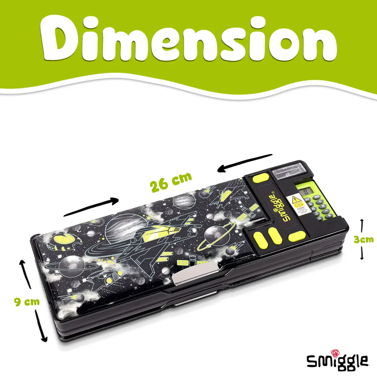 Buy Smiggle Fly Hi Magnetic Pencil Box for Kids with Calculator - Black ...