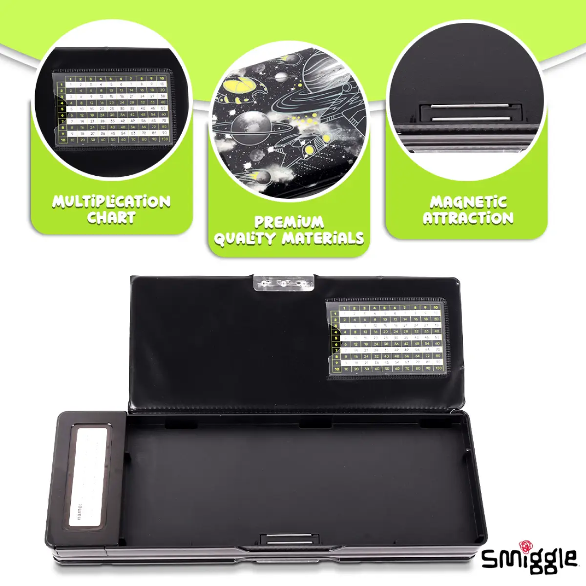 Buy Smiggle Fly Hi Magnetic Pencil Box for Kids with Calculator - Black ...
