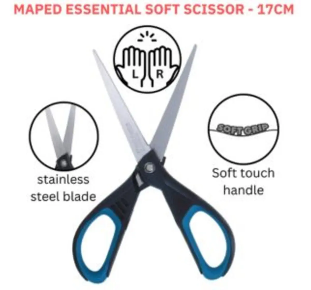 Buy Maped Essentials Green Scissors 21 Cm, 10Y+ (Blue) Online | Hamleys ...