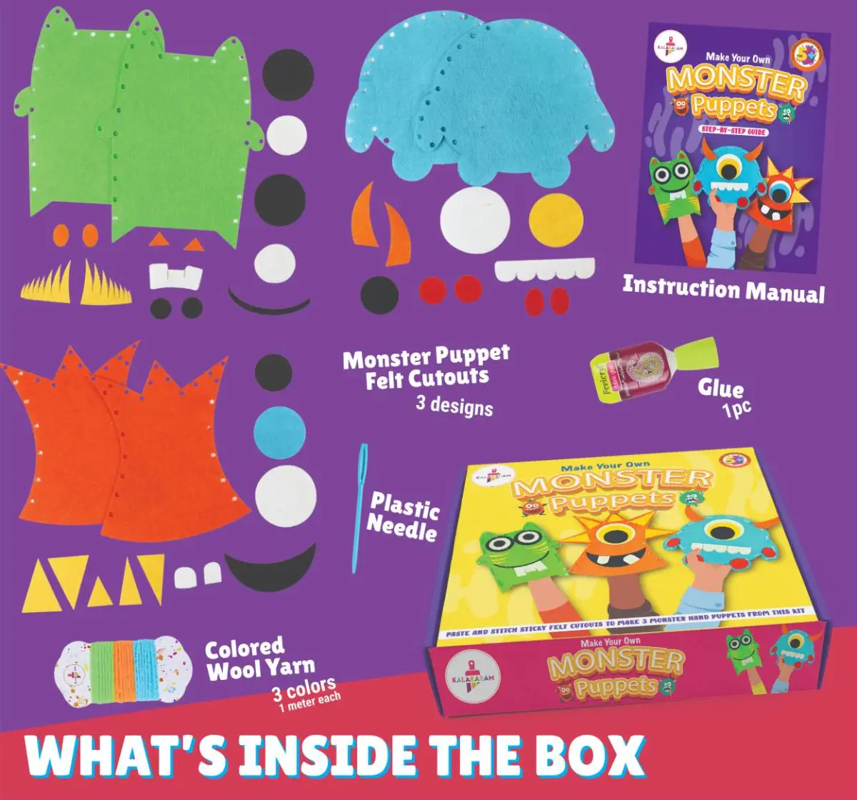Buy Kalakaram Monster Puppets Making Kit, 5Y+ Online | Hamleys India