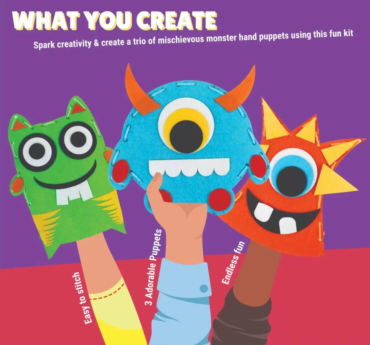 Buy Kalakaram Monster Puppets Making Kit, 5Y+ Online | Hamleys India