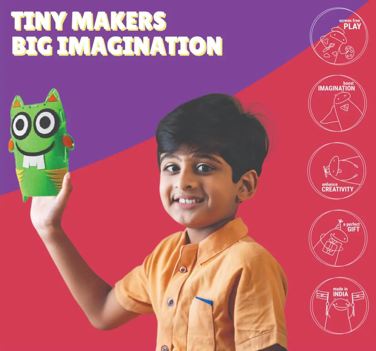 Buy Kalakaram Monster Puppets Making Kit, 5Y+ Online | Hamleys India