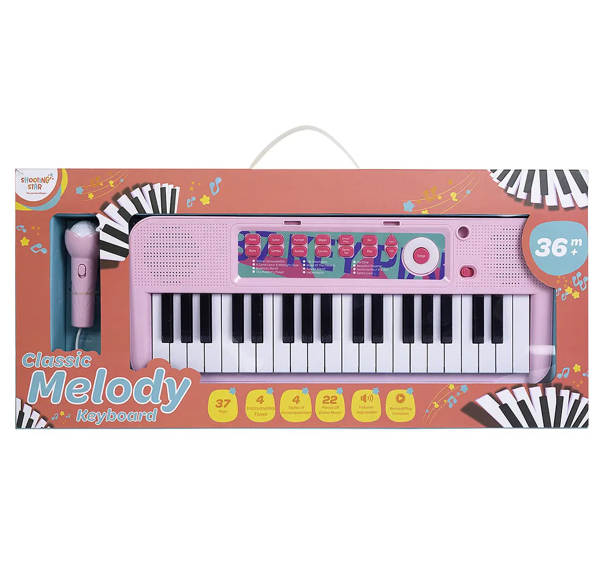 Buy Shooting Star Classic Melody Keyboard 37 Keys, Pink, 36M+ Online ...