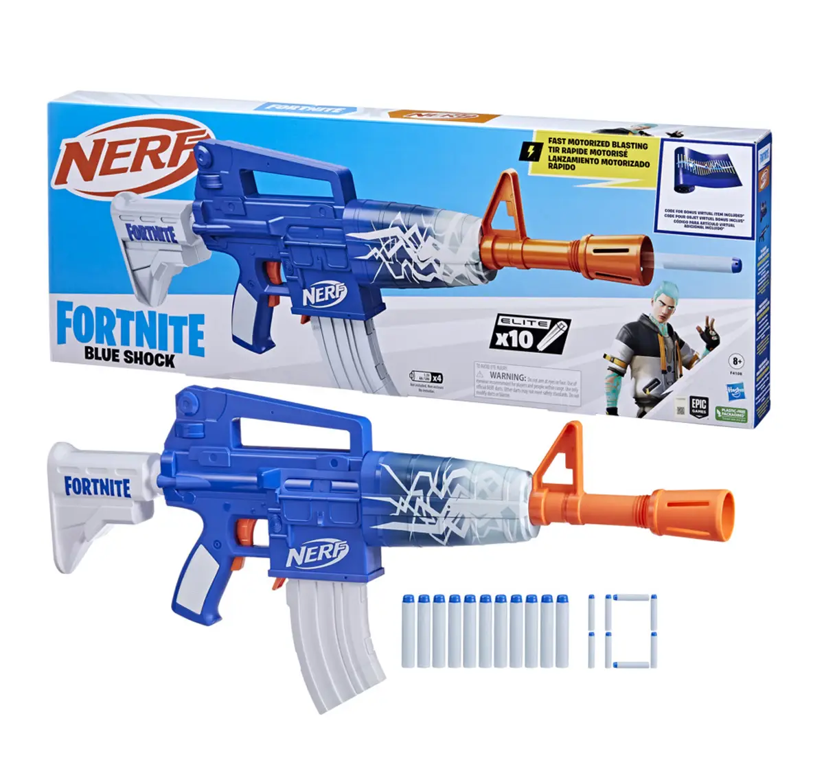 Nerf Fortnite Blue Shock Blaster, 8Y+