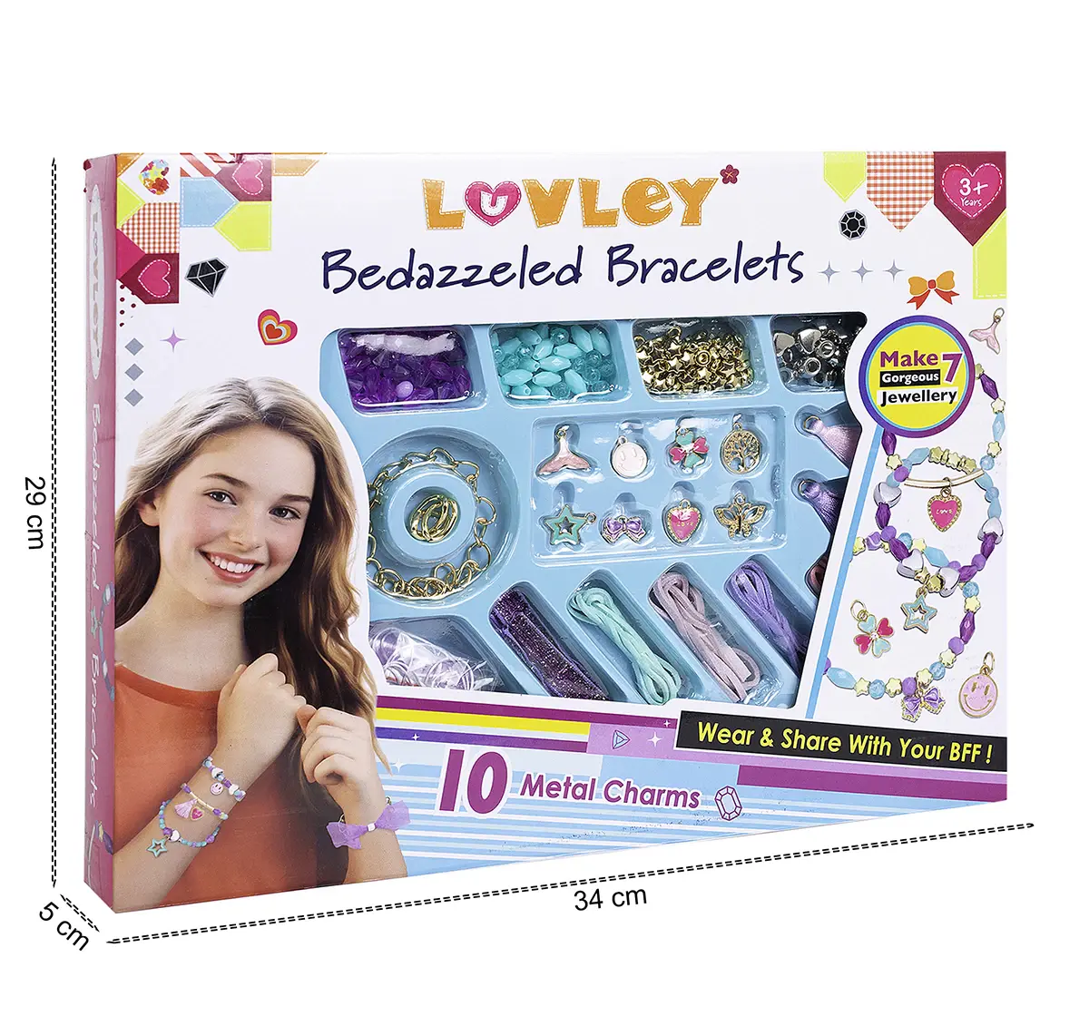 Buy Luvley Bedazzeled Bracelets with 10 Metal Charms, Make 7 Gorgeous ...