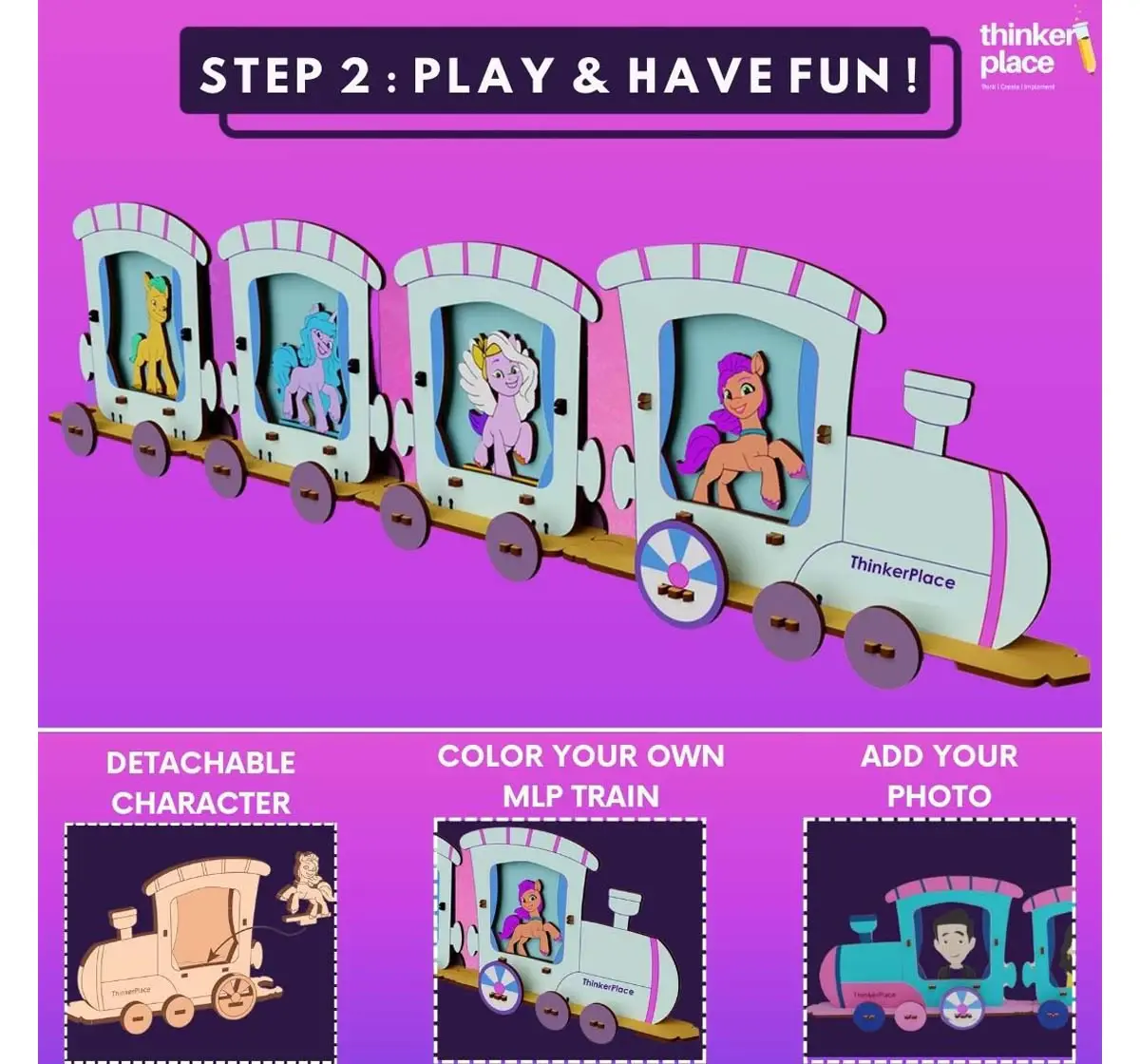 Buy Thinkerplace DIY My Little Pony Mini Train Photo Frame, Educational ...