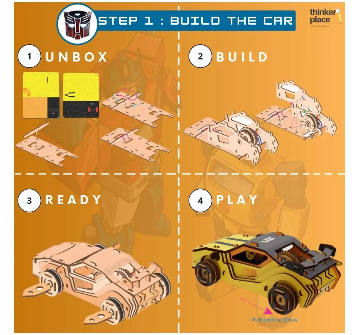 Buy Thinkerplace DIY Transformers Bumblebee Car, Educational Toys, 8Y ...