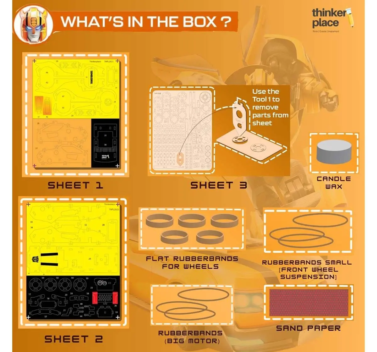 Buy Thinkerplace DIY Transformers Bumblebee Car, Educational Toys, 8Y ...