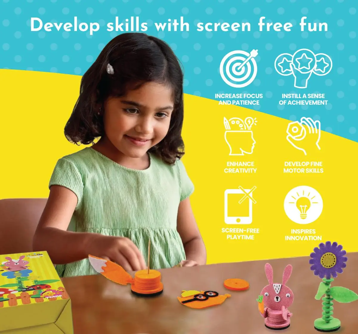 Buy Kalakaram Stack And Sprout Felt Garden DIY Kits 4Y+, Multicolor ...