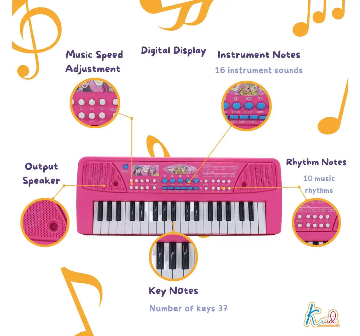 Buy Kriiddaank Barbie Keyboard Piano 400, Musical Toy, Musical ...