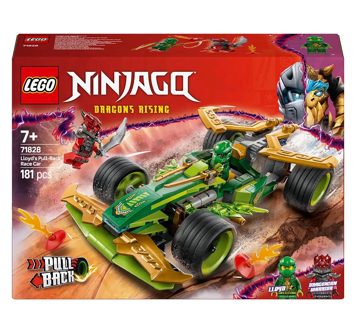 Buy LEGO Ninjago Lloyd's Pull-Back Race Car Pretend Play Toy Set 71828 ...