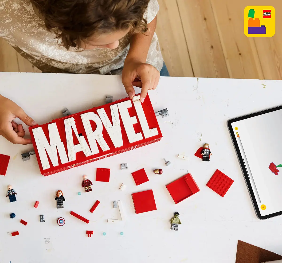 Buy LEGO Marvel: Marvel Logo & Minifigures Collectible, Buildable Set ...