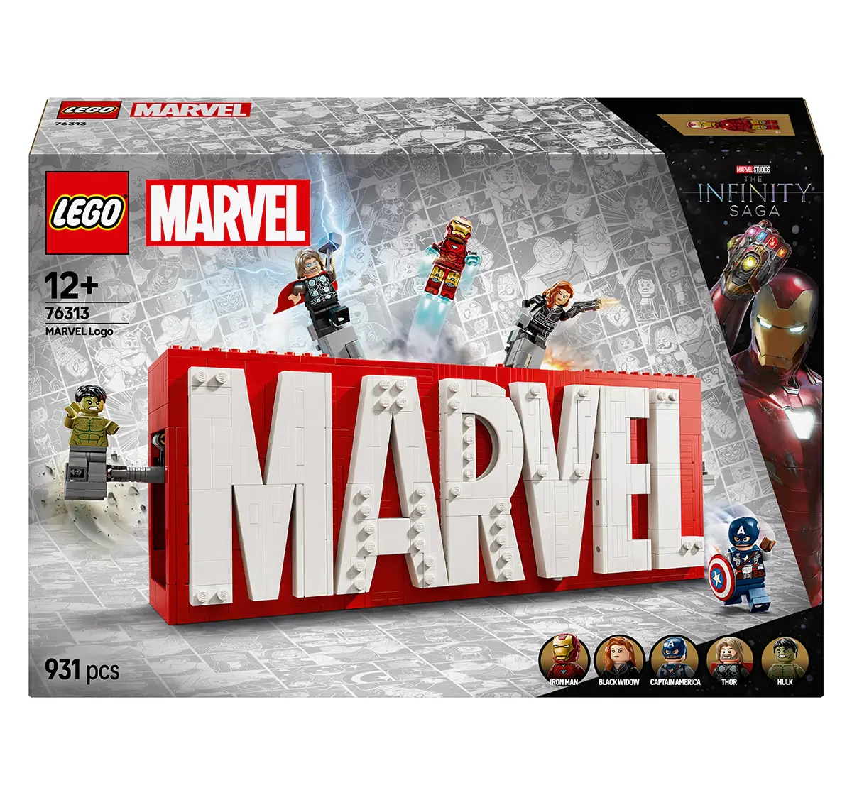 Buy LEGO Marvel: Marvel Logo & Minifigures Collectible, Buildable Set ...